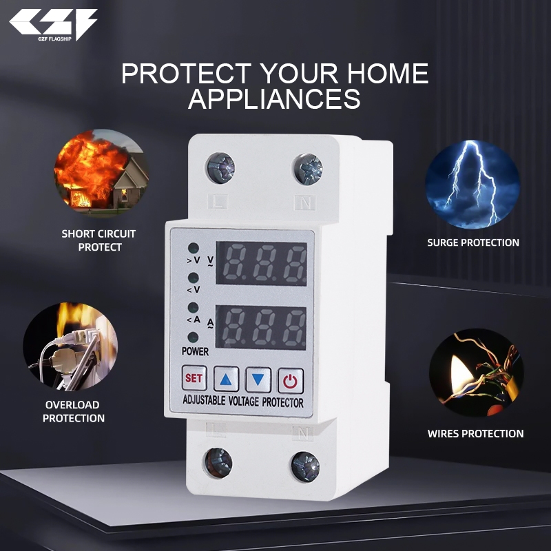 40A 63A rail type digital adjustable voltage protector current limiting ...