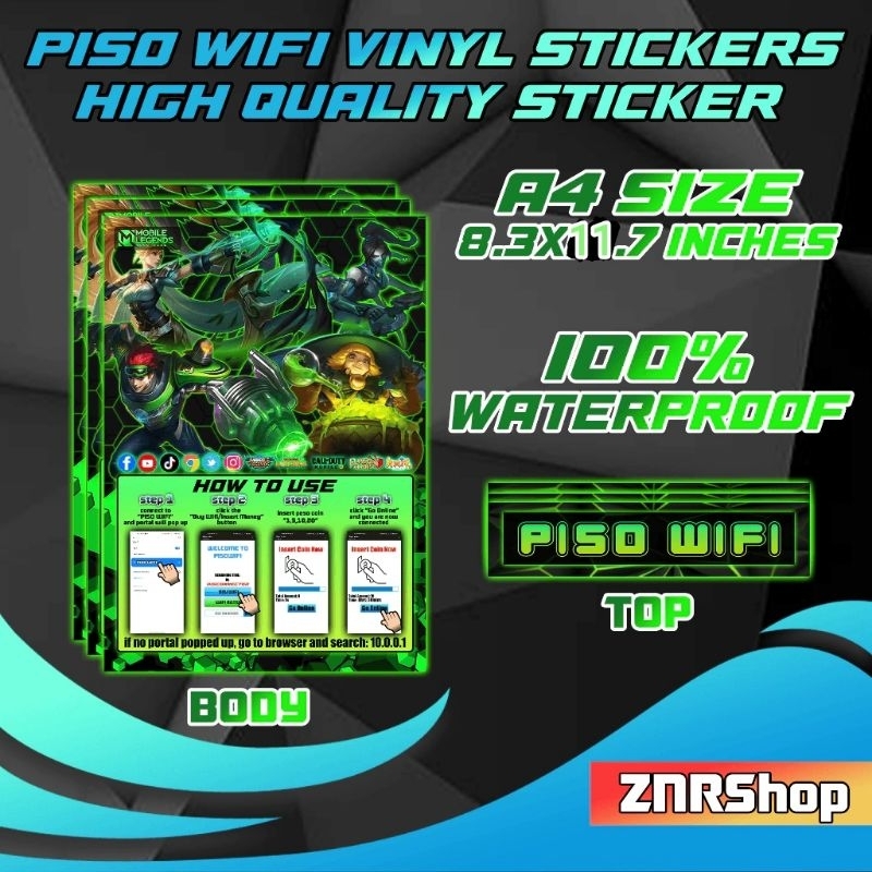 WiFi Stickers For Piso WiFiI(WATERPROOF) Green Theme High Quality Vinyl ...