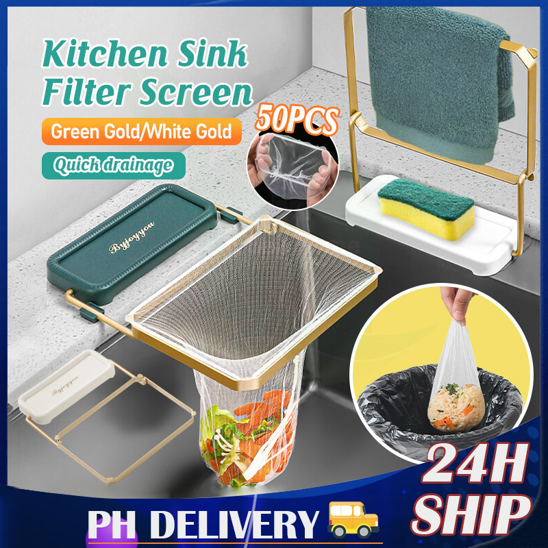 Sink Strainer Rack Collapsible Food Waste Strainer Holder Dishwashing ...