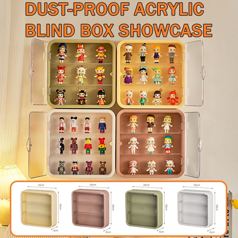 Dust-Proof Acrylic Display Case Blind Box Showcase 3-Tiers Display Box ...