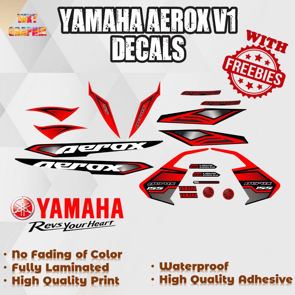 YAMAHA AEROX V1 CUSTOM DECALS (WATERPROOF, NO FADE, FULLY LAMINATED ...