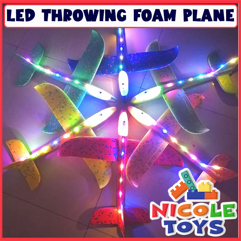 Foam Plane with LED Lights,Kids Toys Hand Throw Flying Glider Plane ...