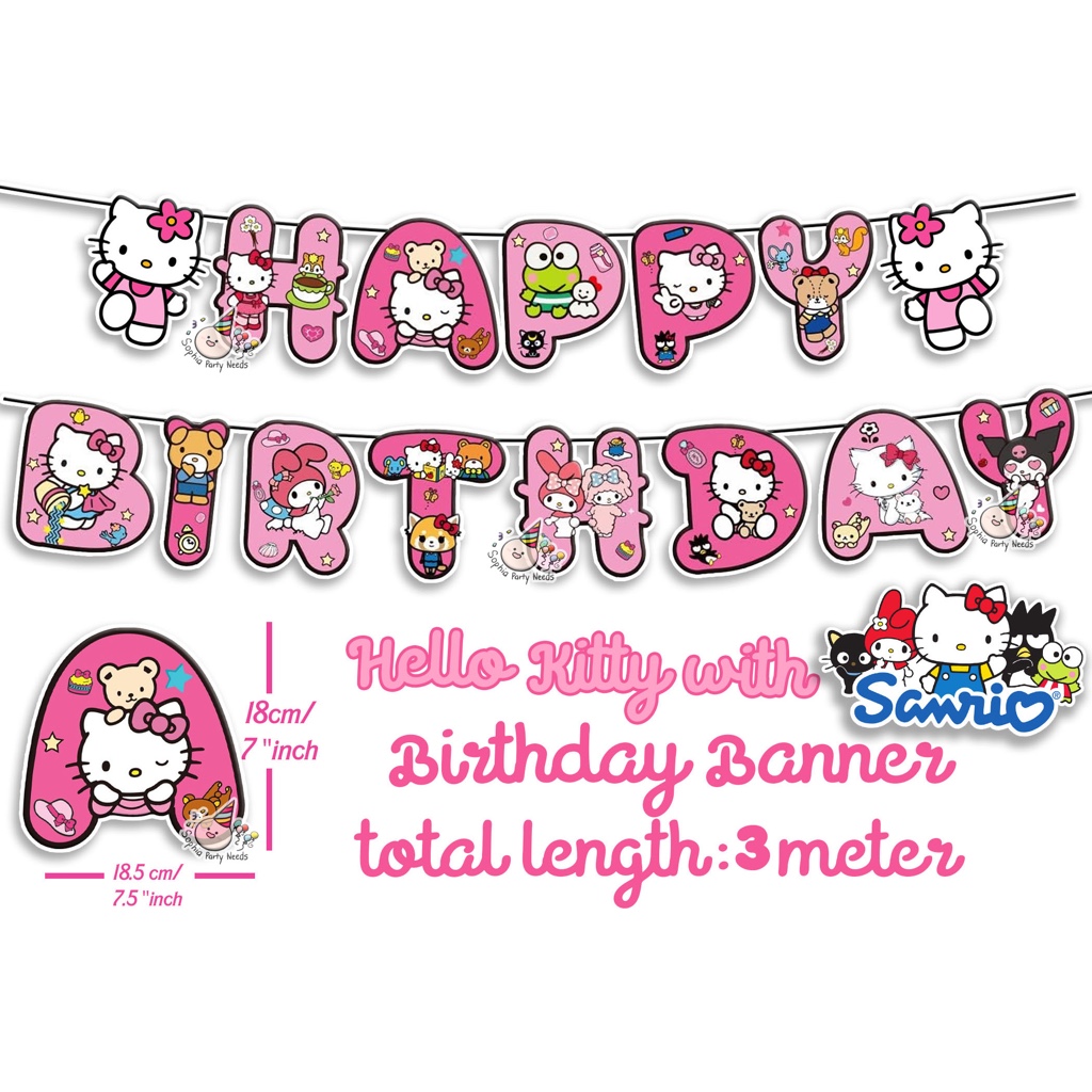 Hello Kitty Happy Birthday Banner Sanrio Design | Shopee Malaysia