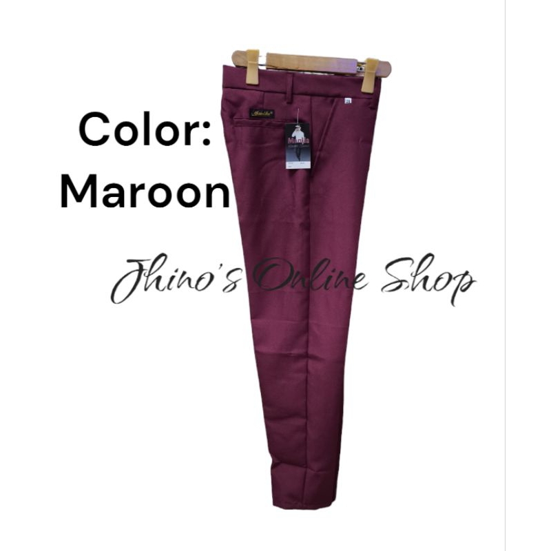 SLACKS FOR MEN SEMI BASTON (MAROON) | Shopee Malaysia