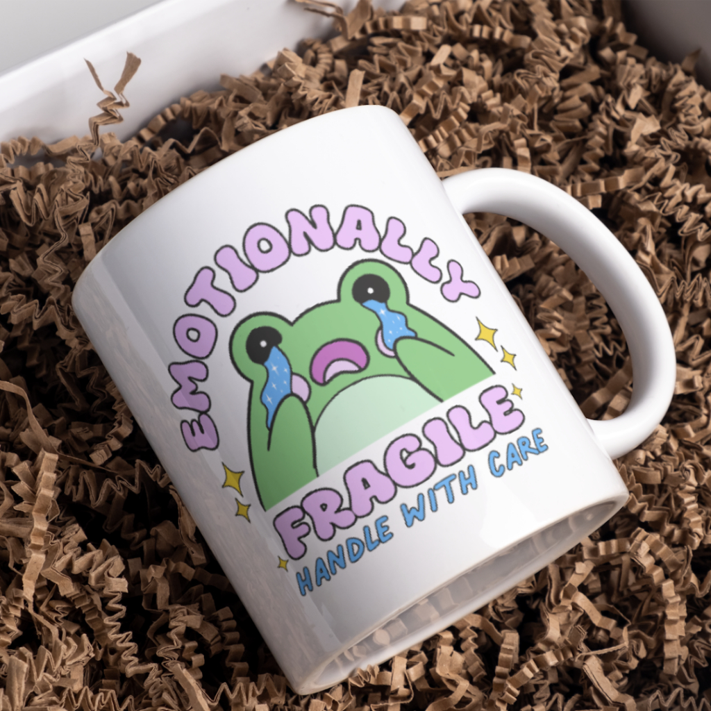 EMOTIONALLY FRAGILE HANDLE WITH CARE MUG | Mental Health Positive Quote ...