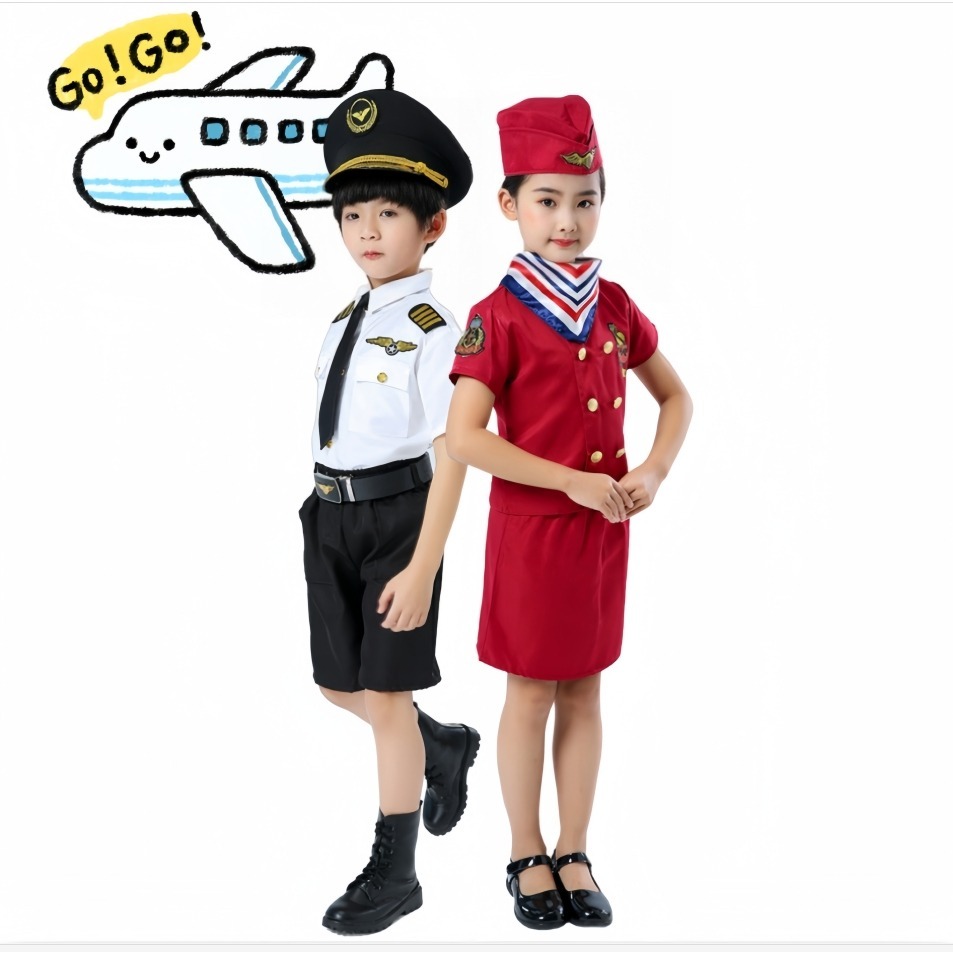 Flight Attendant Career Costume For Kids Girl Pilot Costume For Kids ...