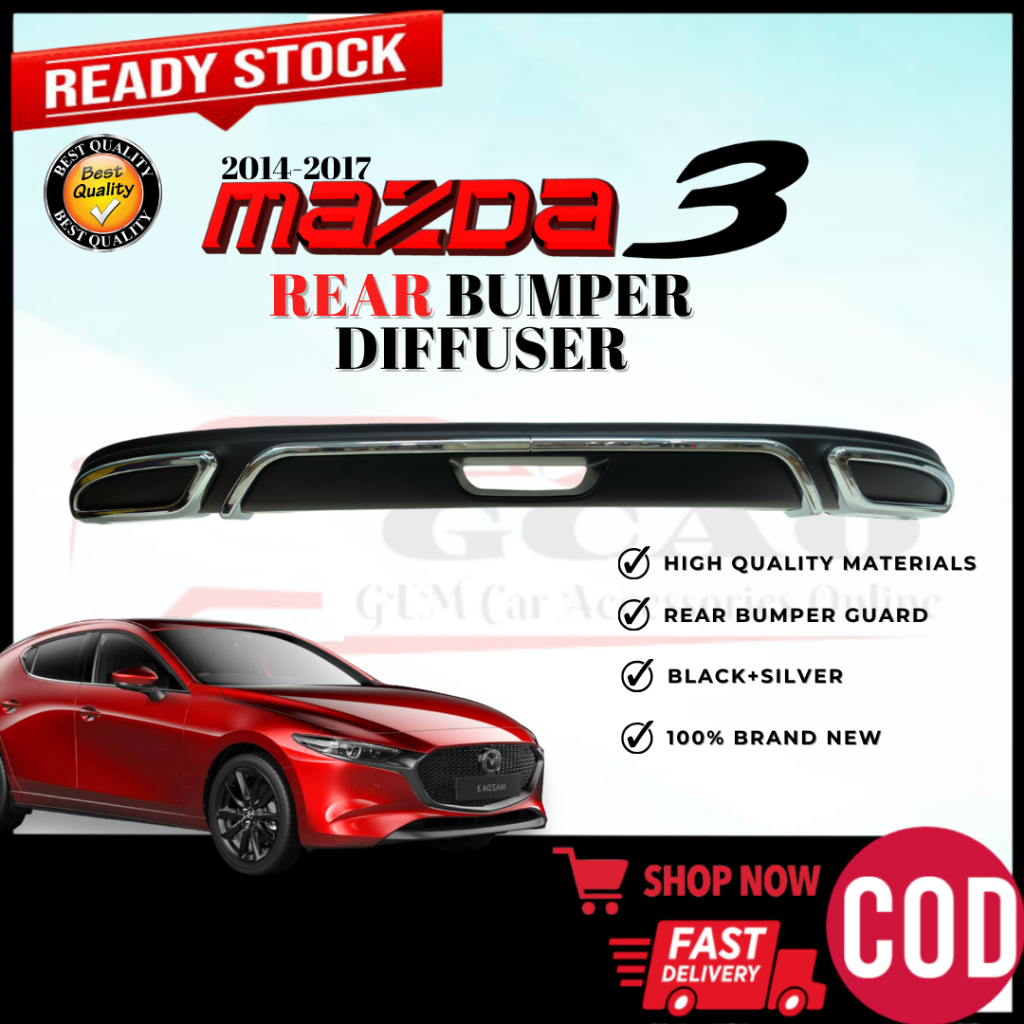 GCAO 2014 2015 2016 2017 Mazda m3 Rear Bumper Diffuser Lip (7173 ...