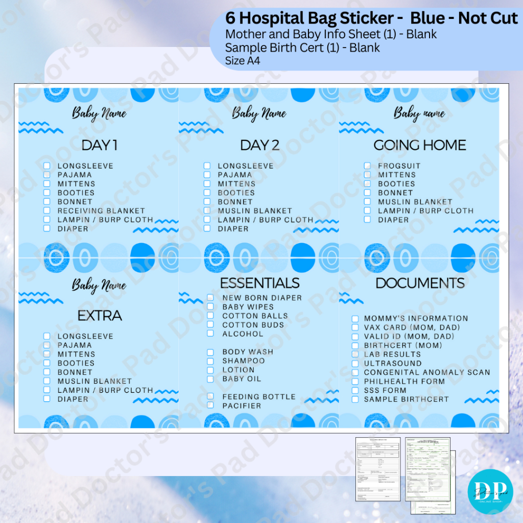 6 hospital bag sticker (free sample birthcert) (free mom and baby cheat ...