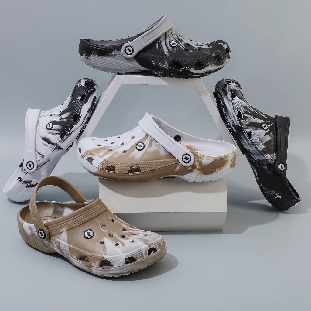 Crocs high heels summer classic wooden sole women's sandals pattern tie ...