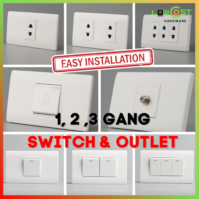 1,2 3, GANG outlet Switch Panel Light Wall Outlet 1Gang 2 Gang 3Gang ...