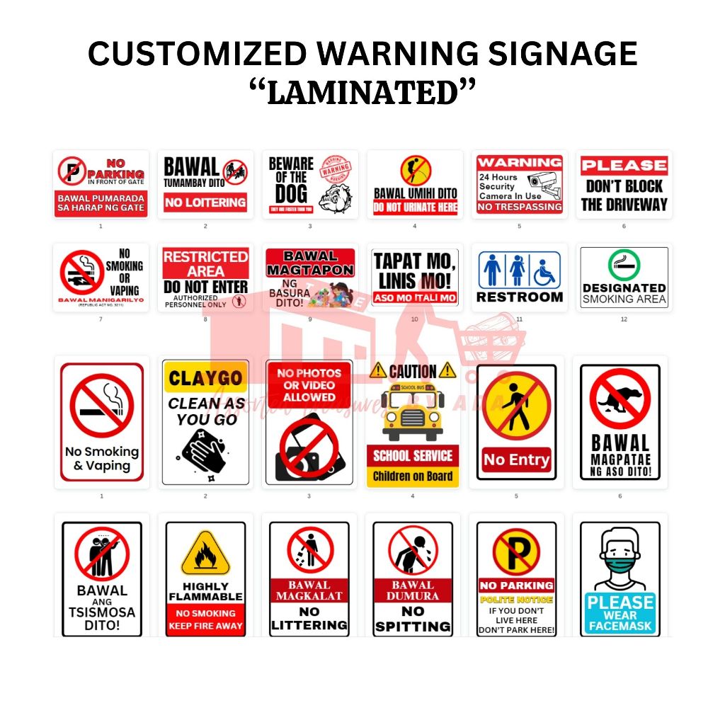 laminated signages, label signages | Shopee Malaysia