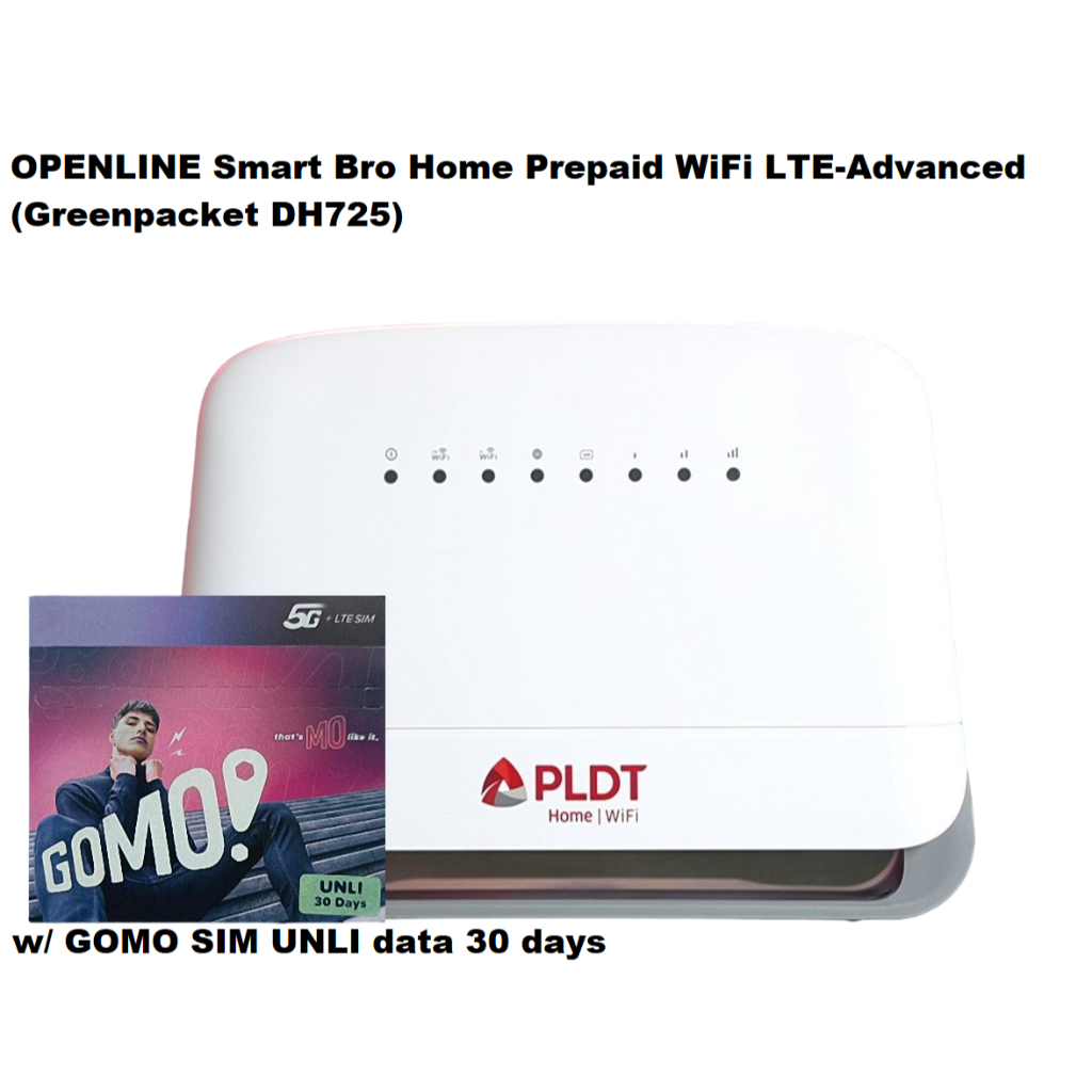 OPENLINE Smart Bro Home Prepaid WiFi LTE-Advanced CAT6 (Greenpacket DH725) GOMO SIM UNLI data ...