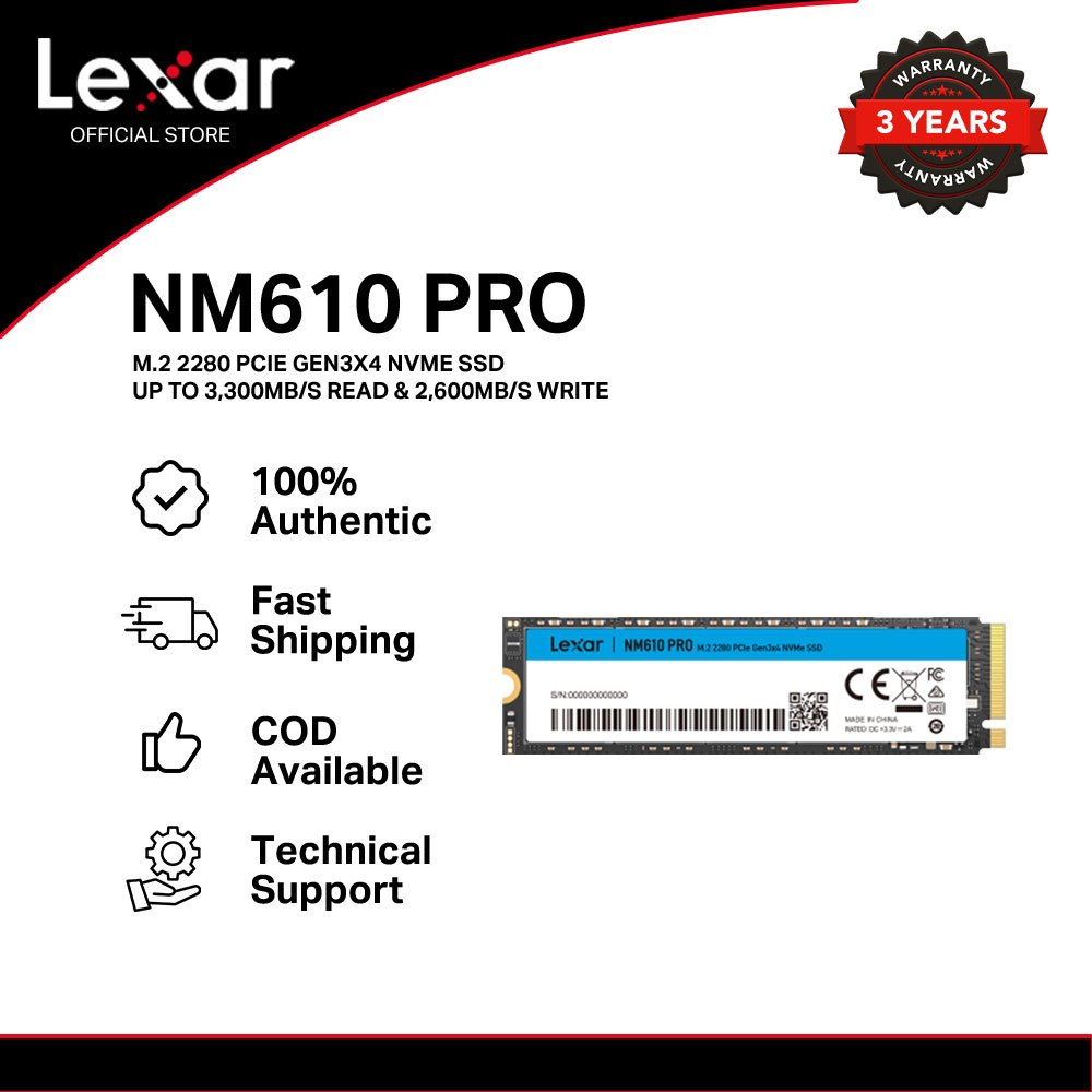 Lexar NM610 Pro 1TB M.2 2280 PCIe Gen 3x4 NVMe Internal SSD Solid State ...