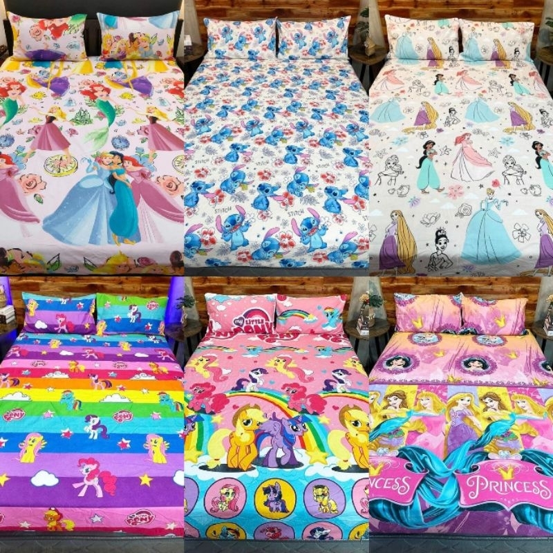 3in1 Disney Princess Bedsheet Canadian Cotton Bed Sheet Character ...