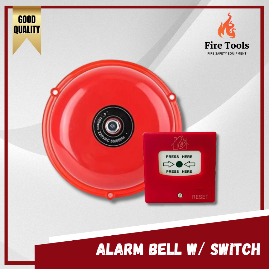 Set Fire Alarm Bell 4"6"8"10" With Manual Press Switch Home Safe ...