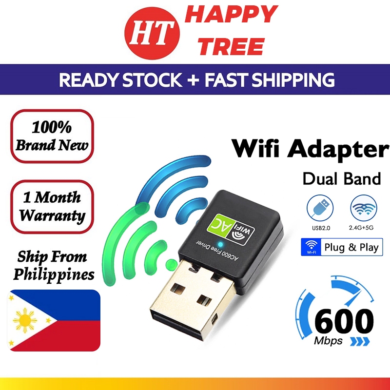 Wireless USB Wifi Adapter 5GHZ for PC Dual Band 600MBPS Adapter Mini ...