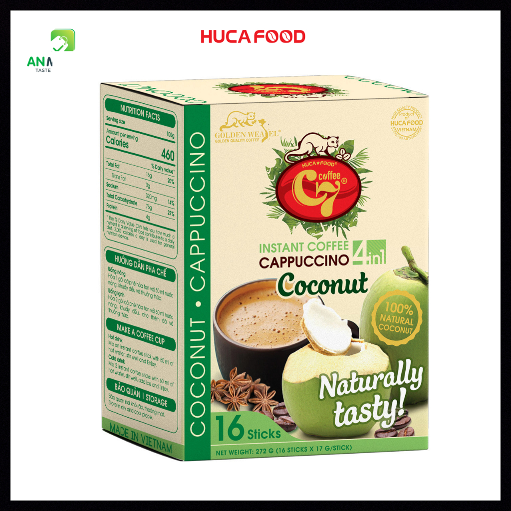 Golden Civet C7 Coconut Instant Cappuccino Coffee 4in1 - Box of 16 ...