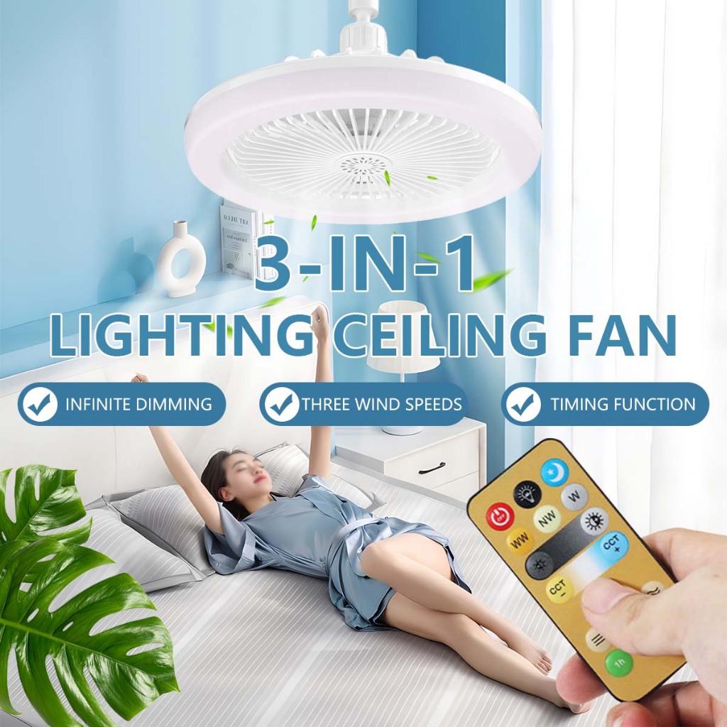 E27 LED Ceiling Fan With Light 50W 3 In 1 Rotating Fan Lamp Electric 5 ...