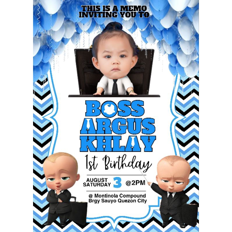 BABY BOSS Invitation Card 3R&4R size with Envelope and sticker free ...