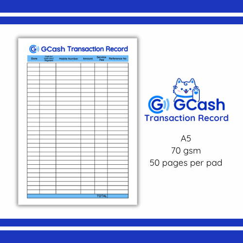 [PK] Gcash Transaction Record Pad 50 Sheets A5 size | Shopee Malaysia