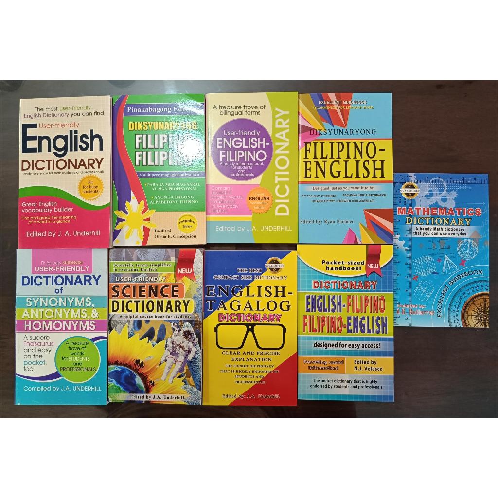 POCKET DICTIONARY, ENGLISH ,FILIPINO-FILIPINO,SCIENCE ETC., SIZES 3.5 X ...
