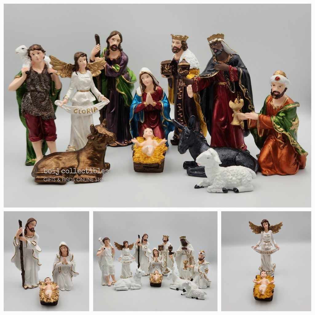 11 pc. Handcrafted Immanuel Nativity Scene Set Height: 6 inches ...