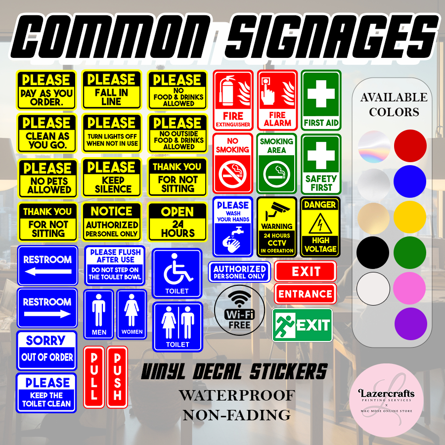 Common Sinages Decal Stickers Waterproof Vinyl Stickers | Shopee Malaysia