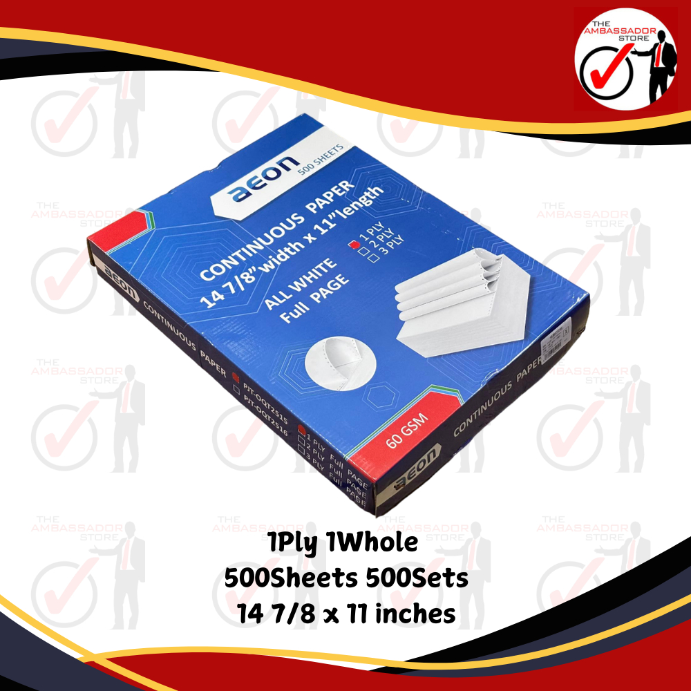 AEON 1Ply Carbonless Continuous Computer Form 60gsm 500Sheets 14 7/8 X ...