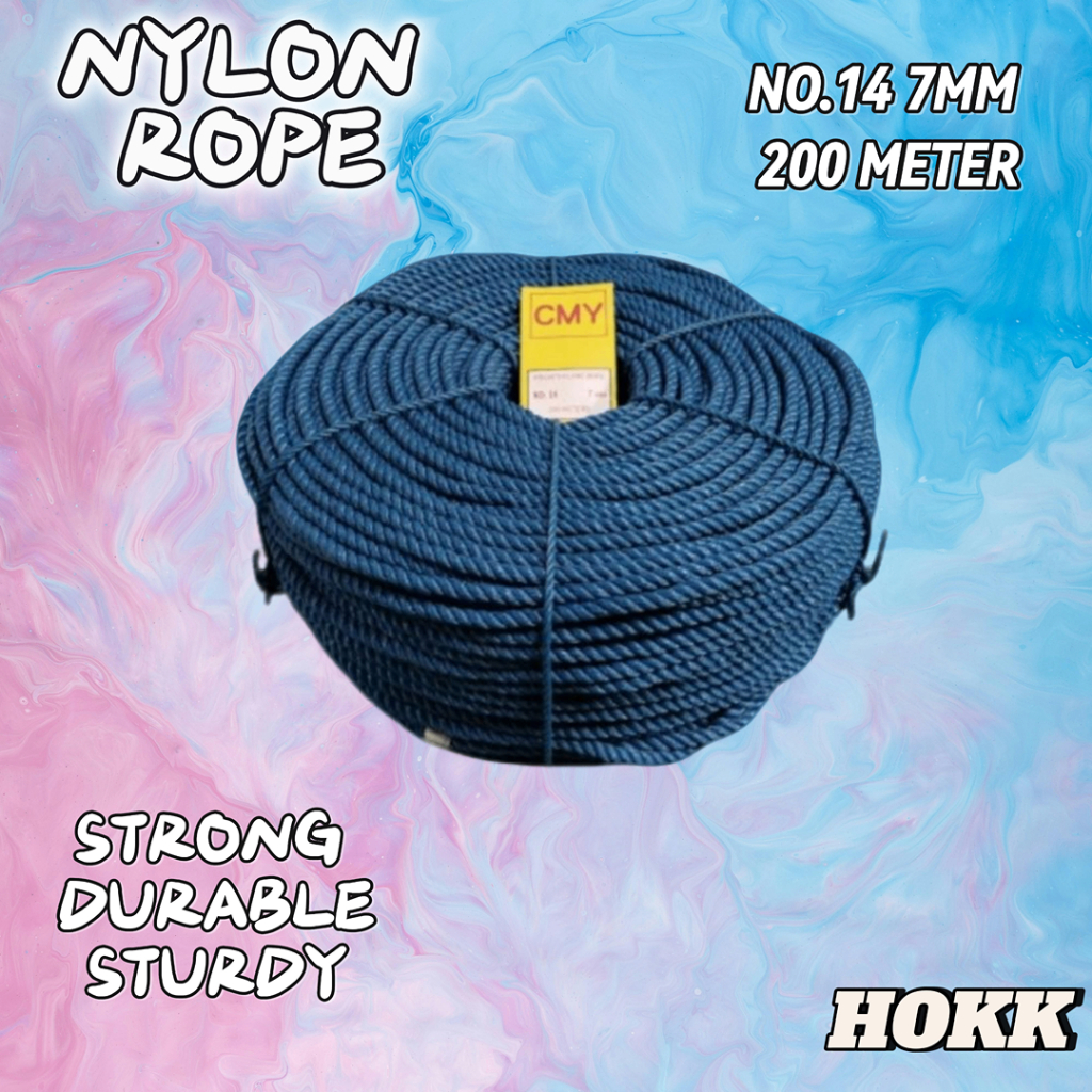 14 7mm YELLOW/BLUE POLYETHYLENE ROPE (200 Meters)/NYLON ROPE/LUBID/TALI | Shopee Malaysia