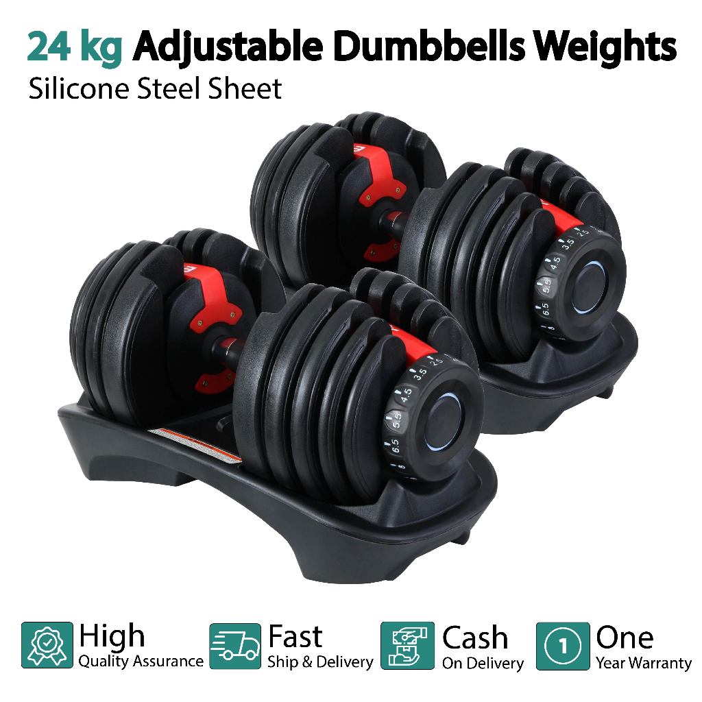XTIVEPRO Adjustable Dumbbell Dumbbells Rubber Coated Steel 24kg | Shopee Malaysia