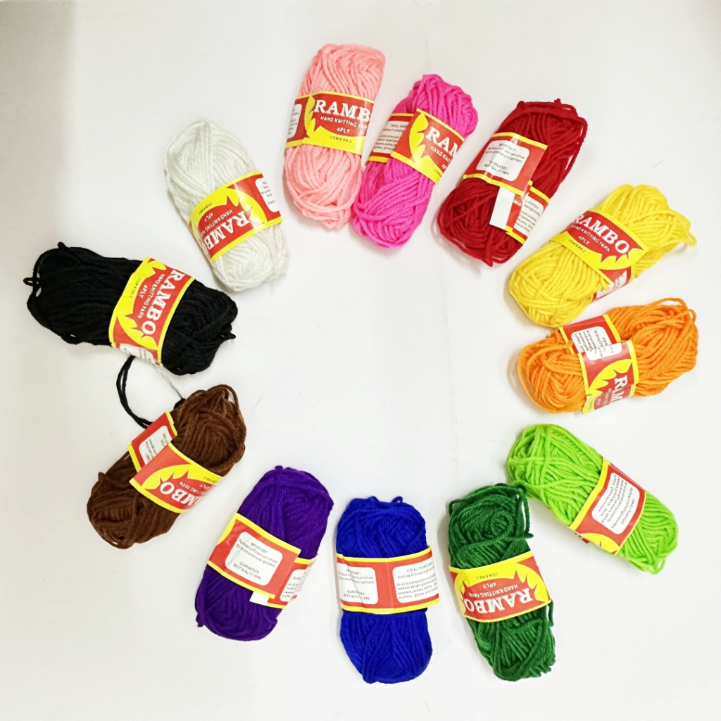 12PCS RAMBO Hand Knitting Yarn 4PLY | Shopee Malaysia