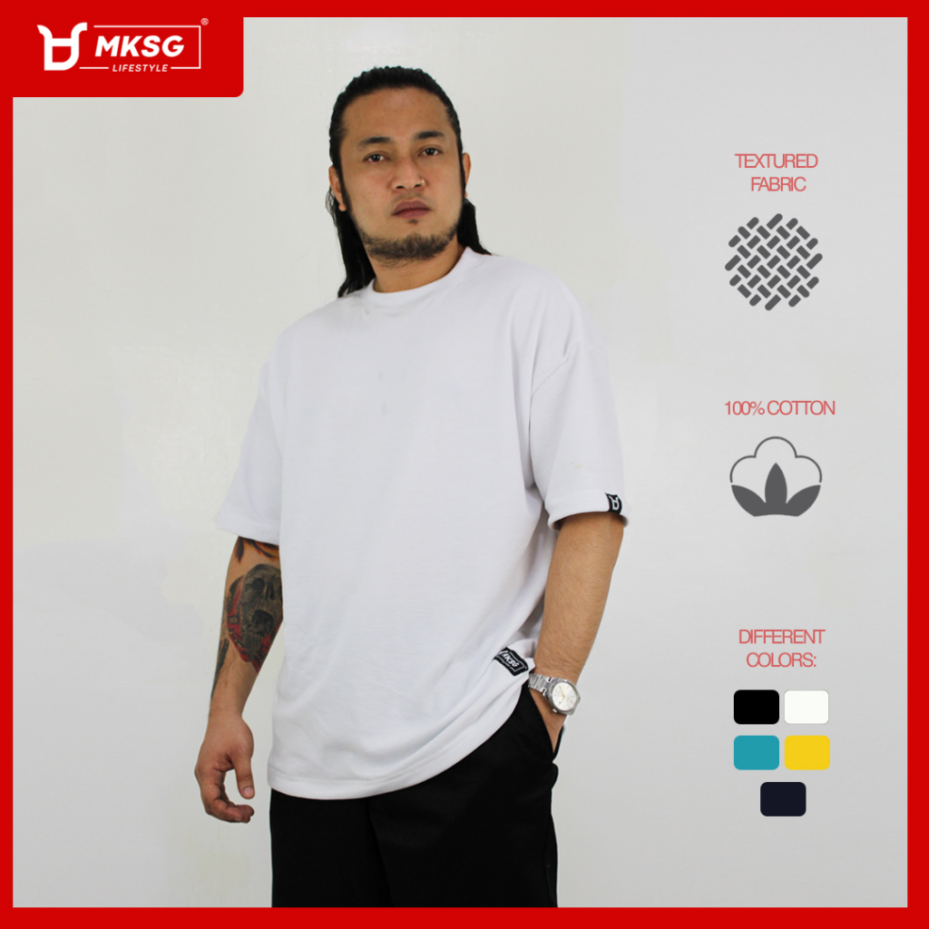 MKSG Honeycomb Oversized T-shirt WHITE For Men with FREE WALLET ...