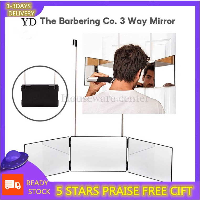 The Barbering Co.three way mirror - glass three fold mirror, self ...