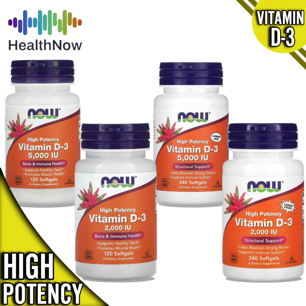 Vitamin D3 5000 IU or Vitamin D3 2000 IU Now Foods High Potency | Shopee Malaysia