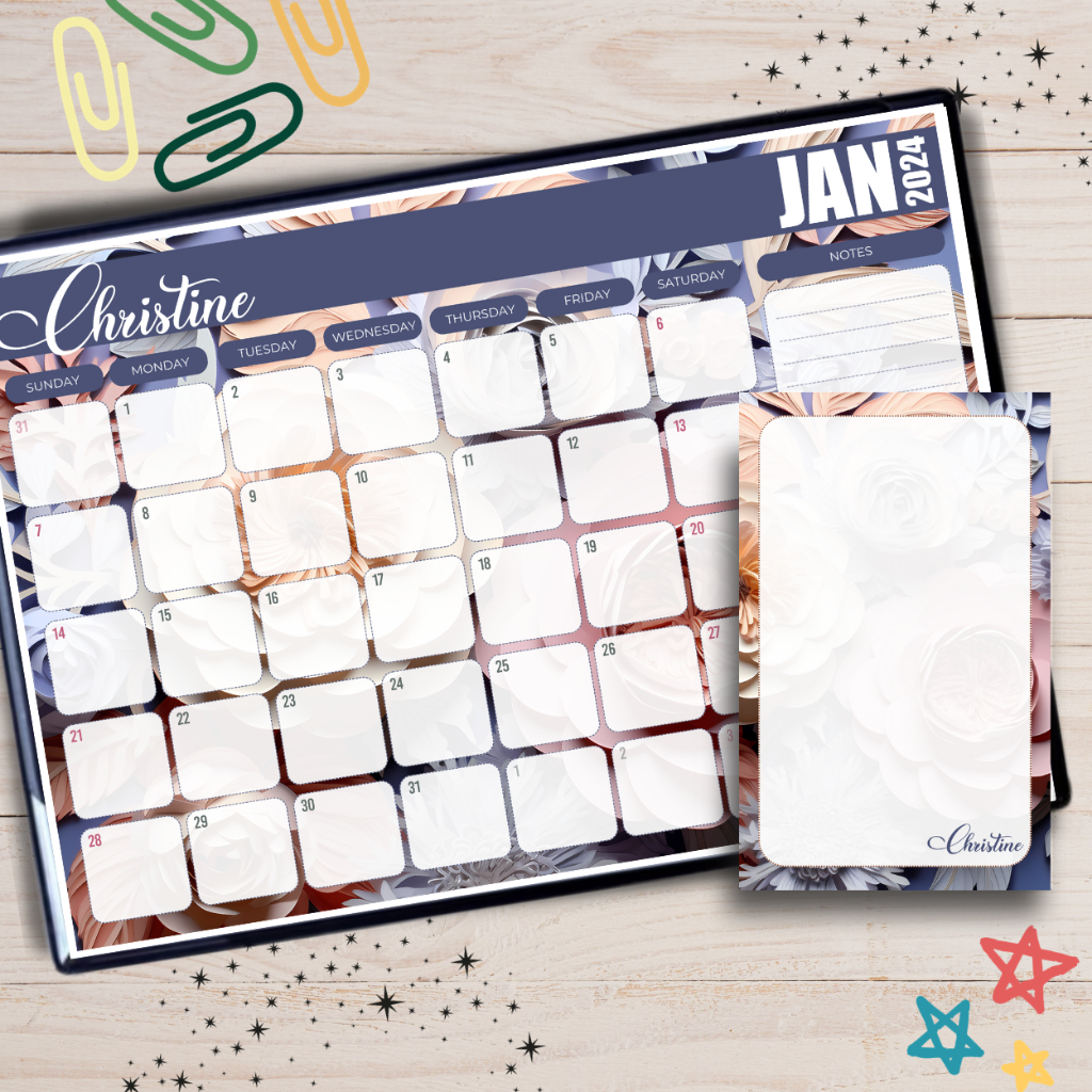1/2 Personalized 2024 2025 A4 Calendar & Notepad Pack | Gift Set ...