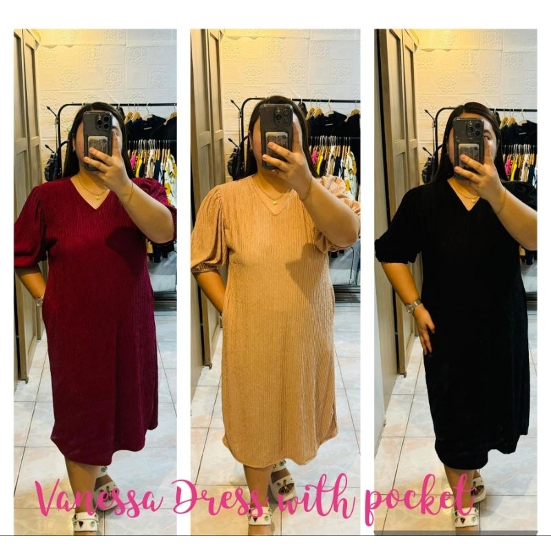 Plussizemomma.ph Vanessa Puff sleeves Dress with 2 sided pocket Plus ...