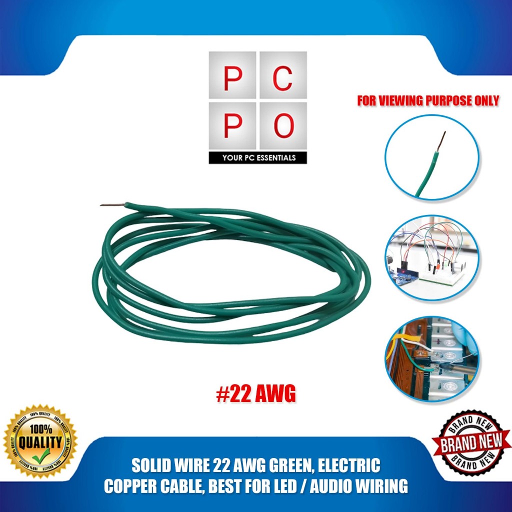 PC PO SOLID WIRE 22 AWG GREEN, ELECTRIC COPPER CABLE, BEST FOR LED ...
