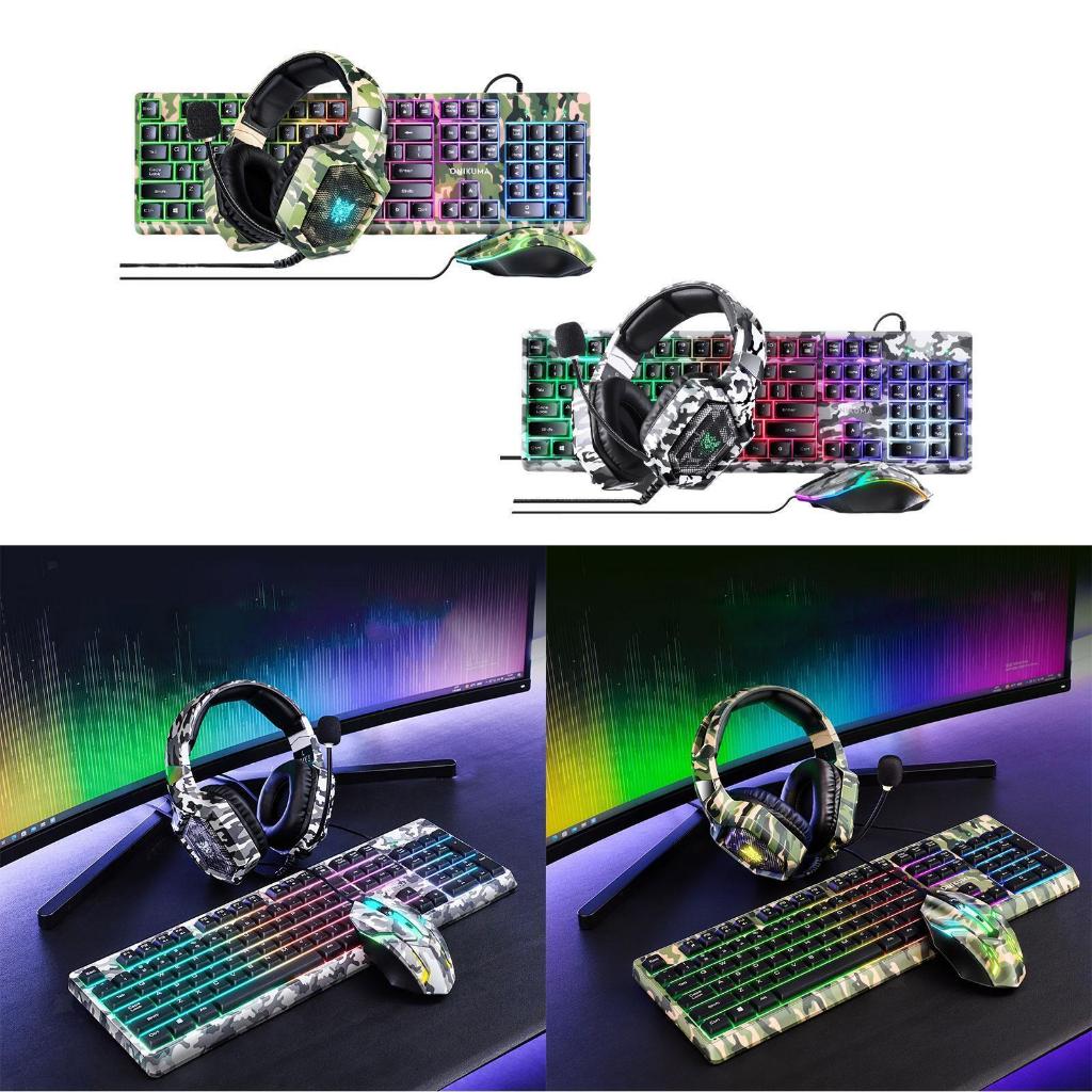 4 In 1 Gaming Equipment Set Keyboard Mouse Headphone Mousepad With Rgb Led Lights Shopee
