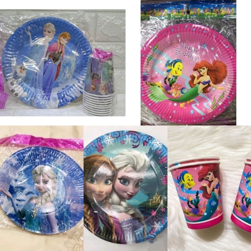 10pcs/pack Disney Princess Frozen Elsa and Anna Paper Plates and Cups ...