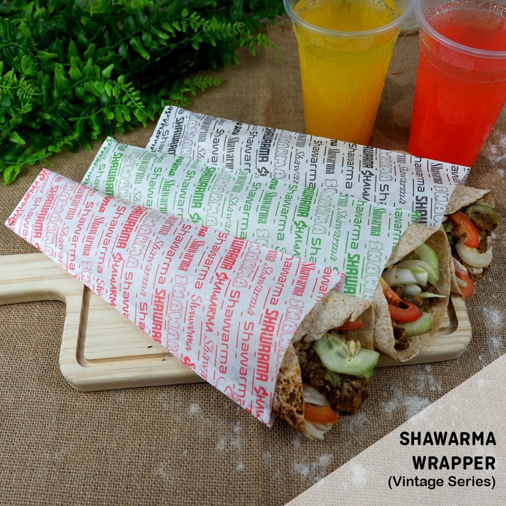 Shawarma Cone Wrapper Pouch Vintage Design (100pcs) Greaseproof Paper ...