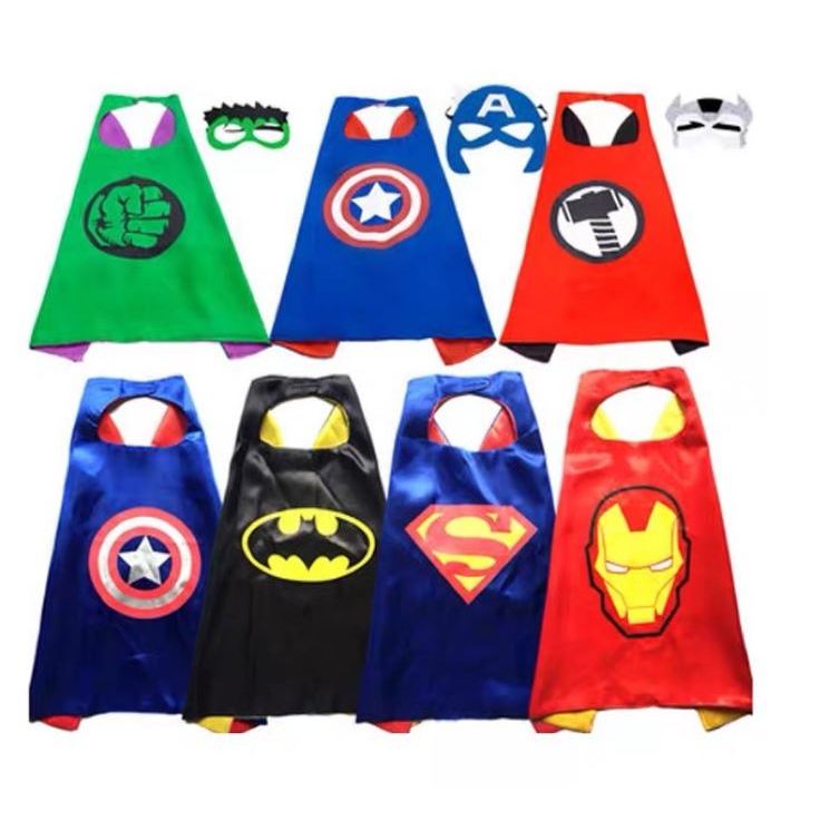 Superhero Mask Cape Set Spiderman Superman Batman Iron Man Captain ...