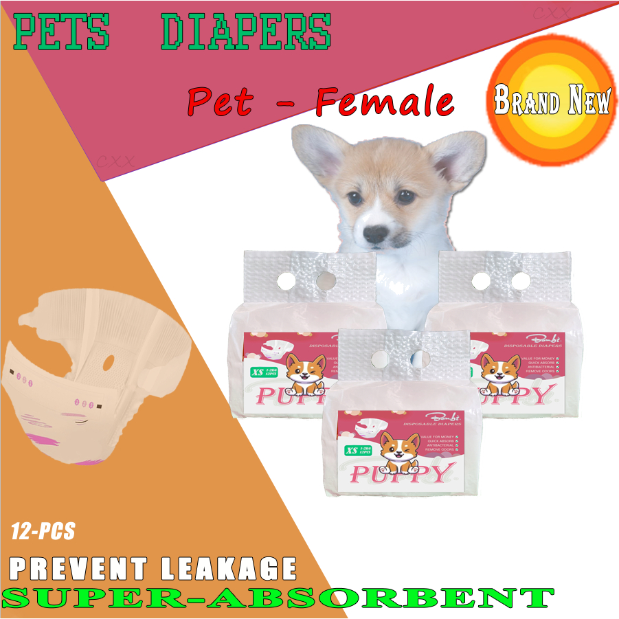 Pet Female Dog Disposable Diaper Female Wraps Diapers for Dogs&Cats XS ...