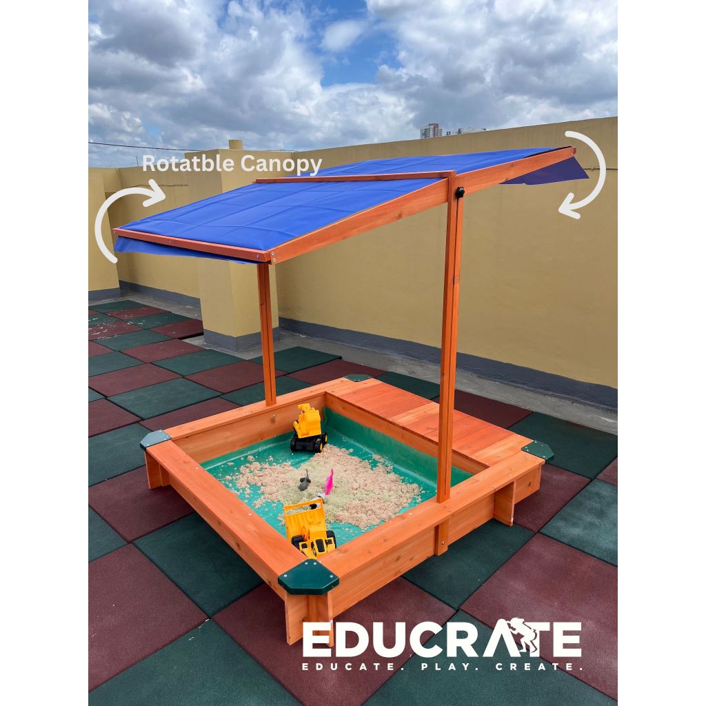 EducratePH Emery Wooden Sandbox with Rotatable Canopy and Bins | Shopee ...