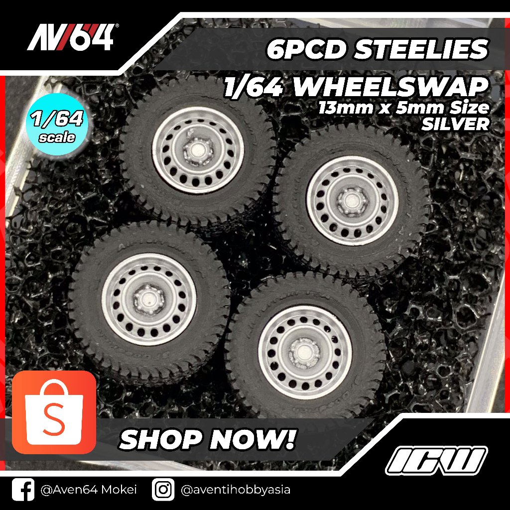 1/64 OFF-ROAD STEELIES SILVER Wheelswap ( 13mm x 5mm ) | Shopee Malaysia