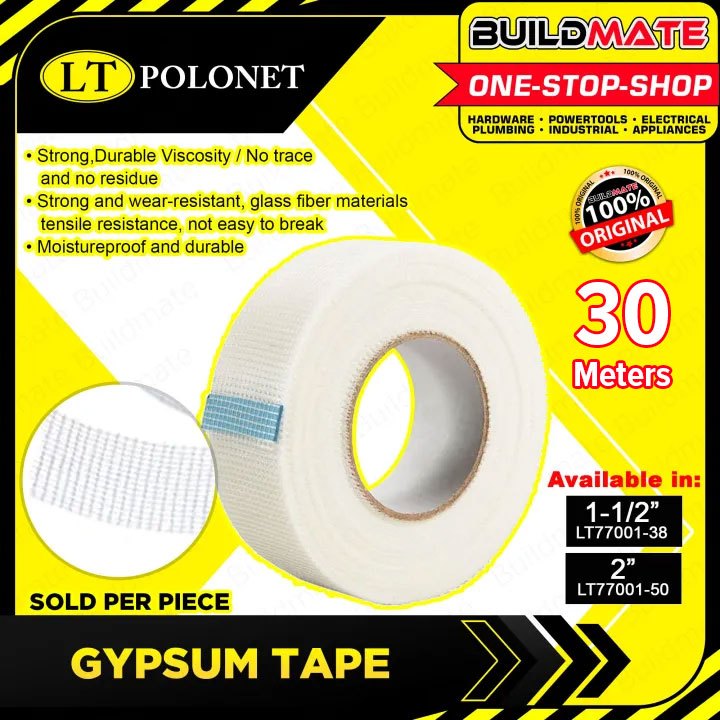 BUILDMATE Polonet Gypsum Tape for Drywall Ceiling Walling Board Joint 1 ...