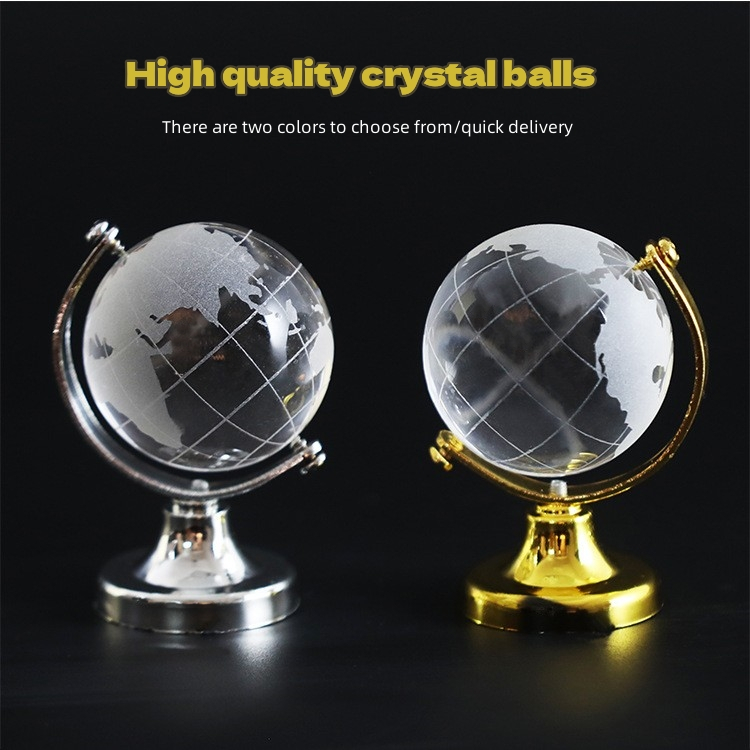 Crystal World Map Glass Sphere Ball Round Earth Globe Table Ornaments ...