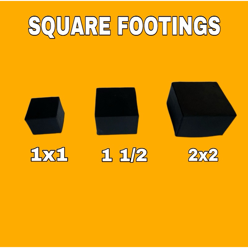 RUBBER SQUARE FOOTINGS 1x1, 1 1/2 x 1 1/2, 2x2 TABLES AND CHAIRS FOOT ...