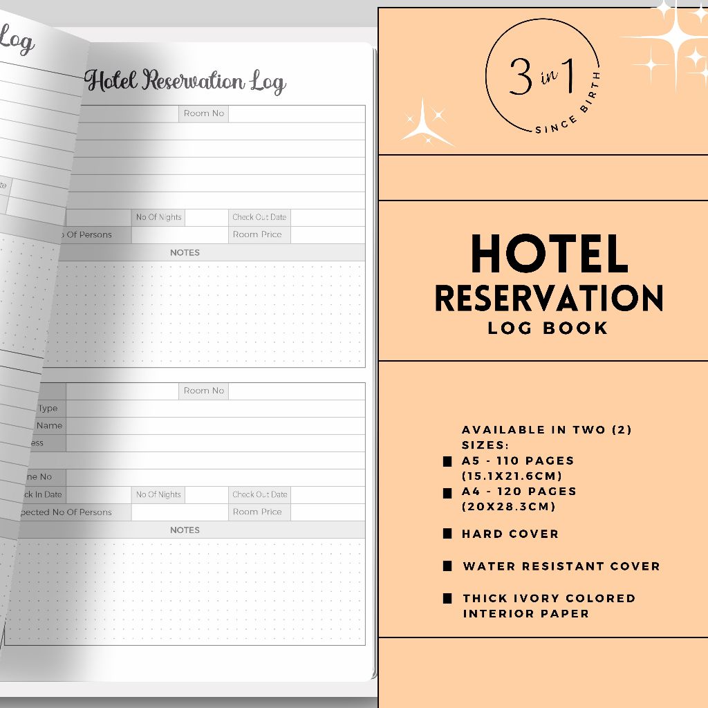 Hotel Reservation Log Book Stay Tracker for Hotel Owners | Shopee Malaysia
