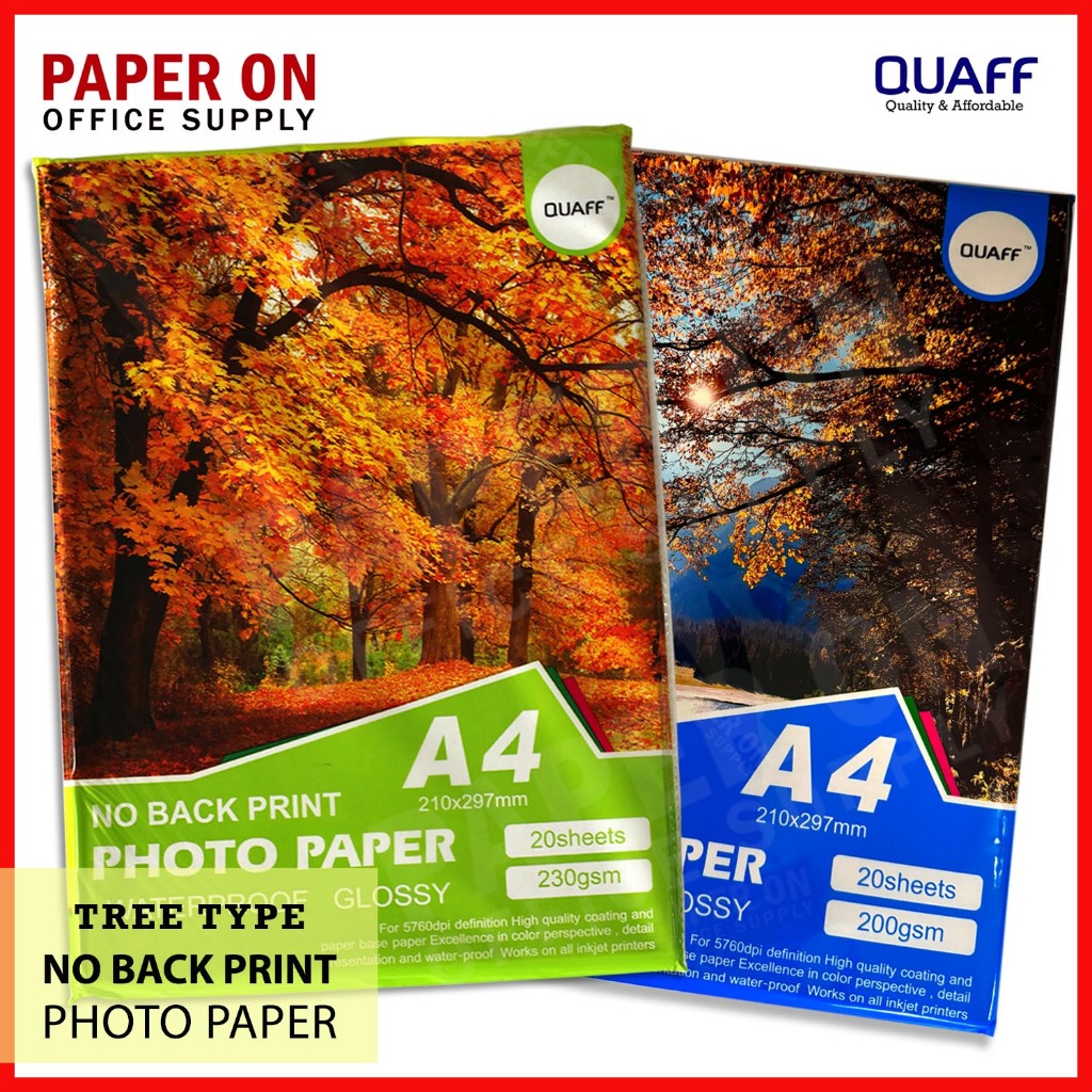QUAFF Photo Paper Glossy A4 size (No Back Print 230gsm/200gsm) | Shopee Malaysia