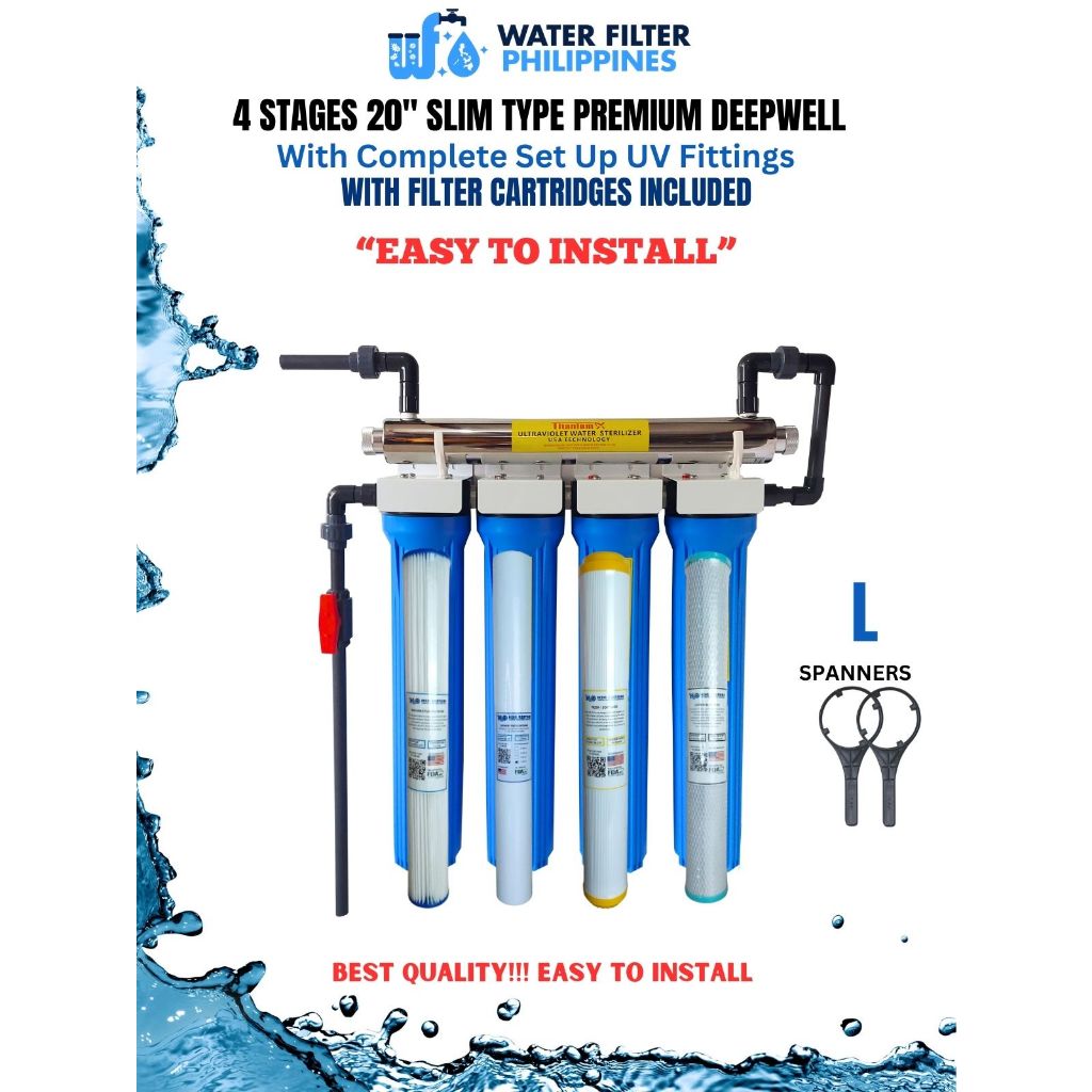 Water Filtration System 4 Stages 20" Slim Type Deepwell Premium 6 GPM ...
